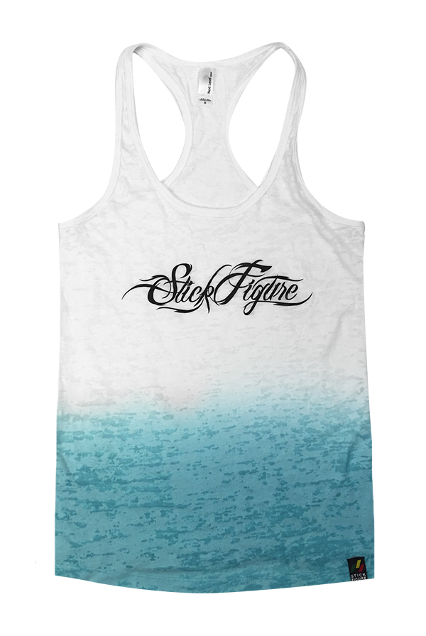 Fade to Teal Girls Racerback Tank (White/Teal) T-Shirt - Stick Figure T ...